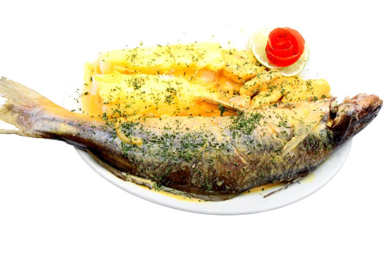 Pescados y yuca imagen de archivo. Imagen de mariscos - 13192803