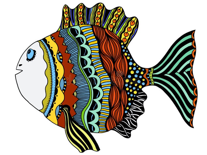 Pesce Disegnato a Mano Stilizzato Illustrazione Vettoriale ...