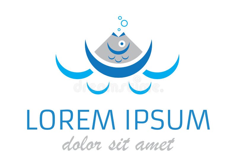 Pesce Logo Blue Bubble illustrazione vettoriale. Illustrazione di ...