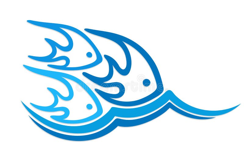 Pesci di logo con l'onda illustrazione vettoriale. Illustrazione di ...