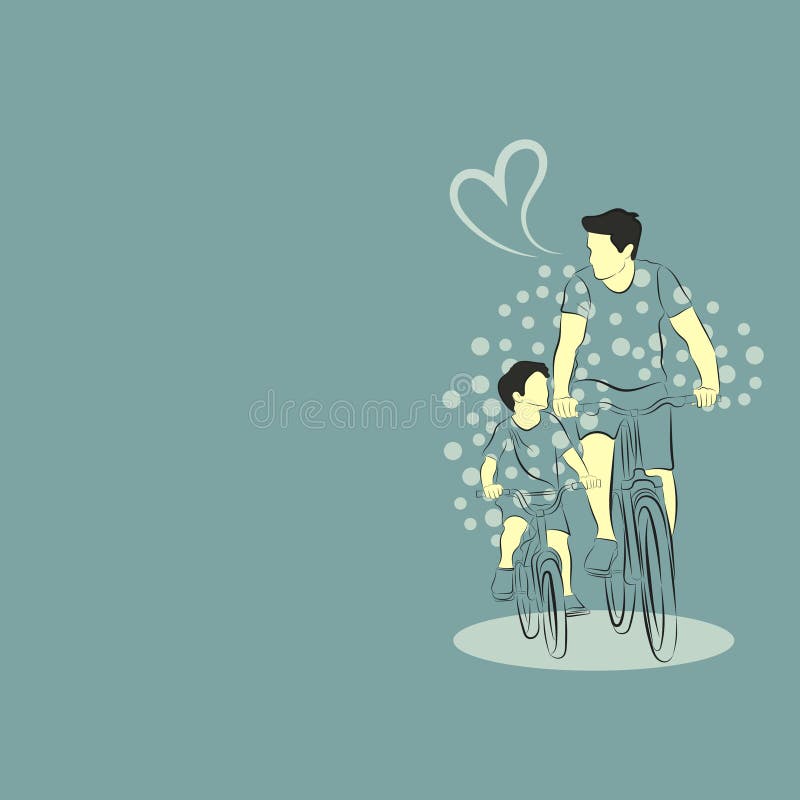 Social Media Template Post with Illustration of Father and Son Using a ...