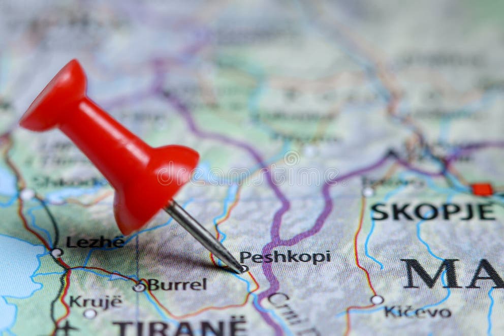 Peshkopi, Albania Pin on Map Stock Image - Image of land, balkan: 372541937