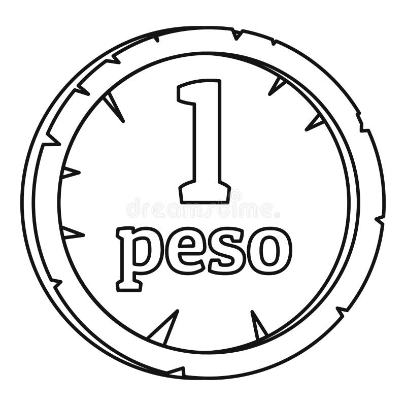 Peso icon, outline style stock vector. Illustration of commerce - 88288659