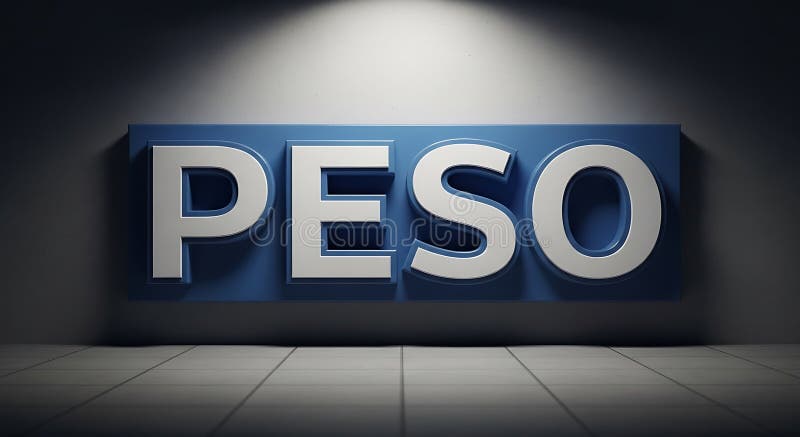 Peso Text on Blue Sign in Interior Setting Stock Illustration ...