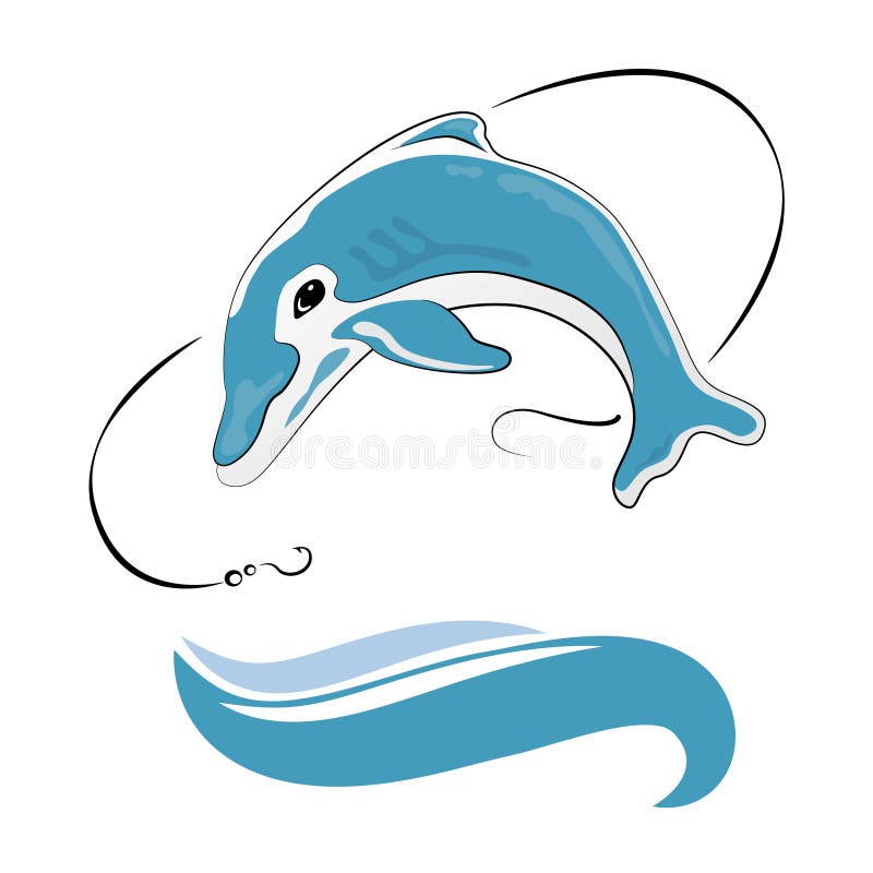 Pesque O Pulo Fora Da água E Da Linha De Pesca Ilustração do Vetor ...