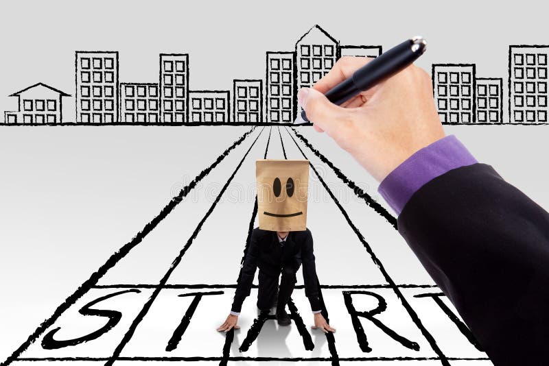 Pessoa Anônima Em Uma Linha Do Começo Imagem de Stock - Imagem de feliz ...