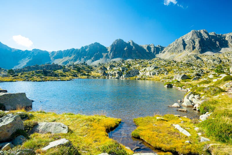 Pessons Peak and Lakes in Andorra Stock Image - Image of landscape ...