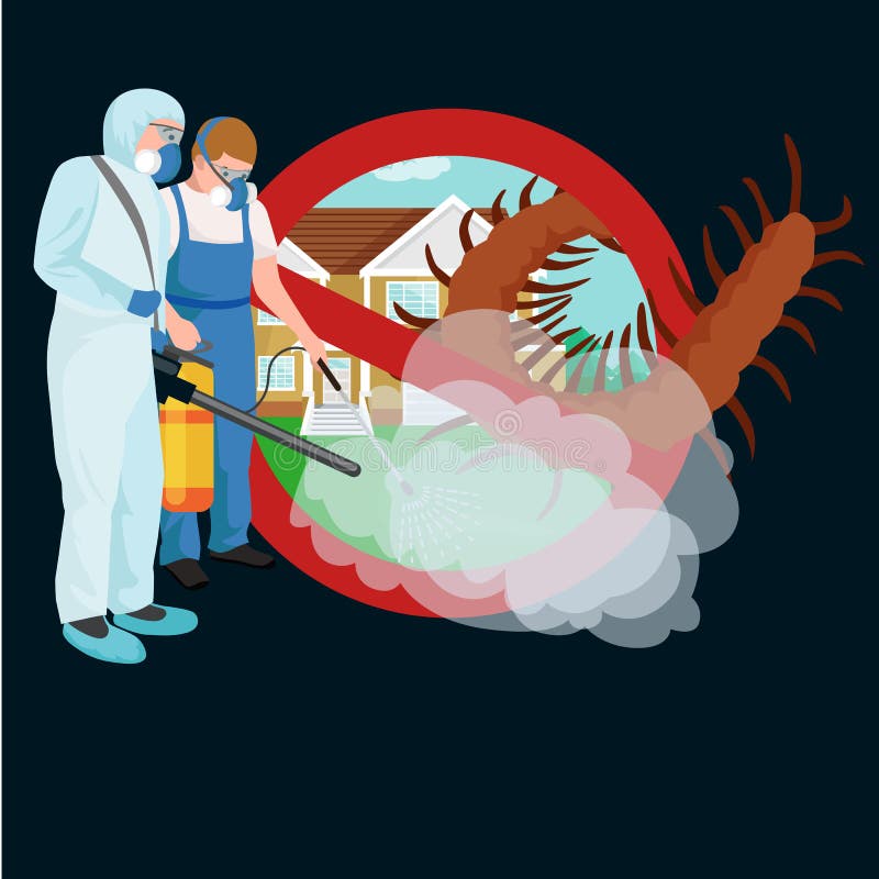Pest Control Concept with Insects Exterminator Silhouette Flat Vector ...