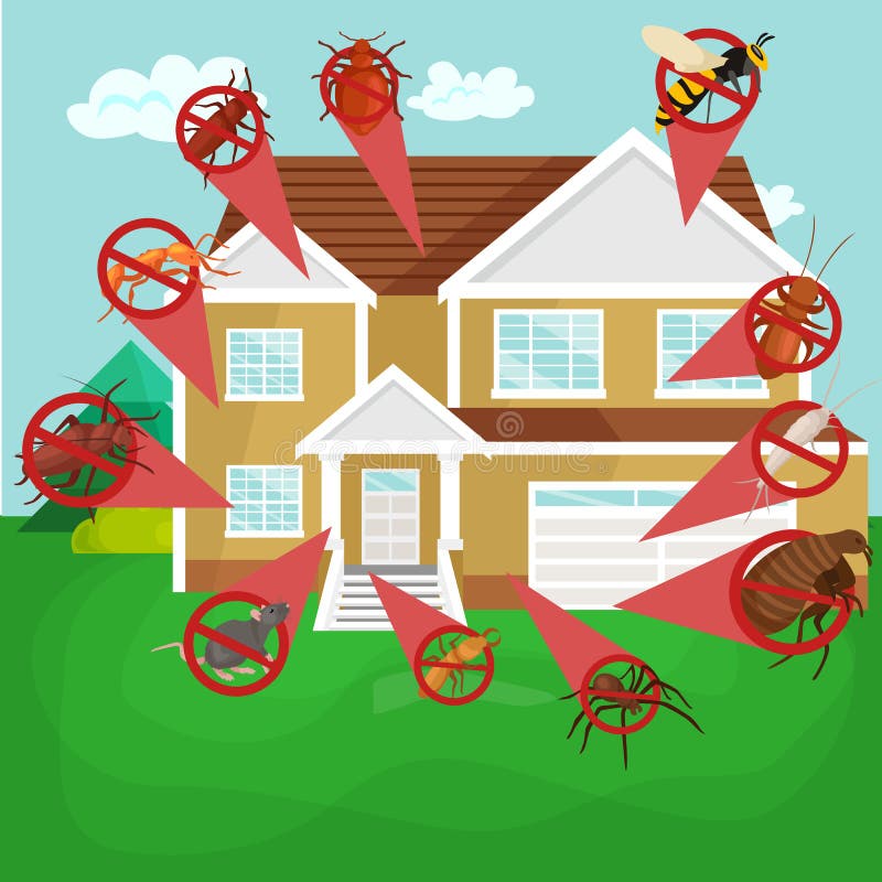 Pest Control Concept with Insects Exterminator Silhouette Flat Vector ...