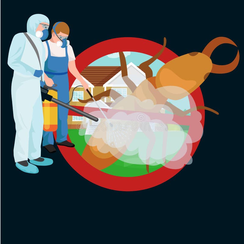 Pest Control Concept with Insects Exterminator Silhouette Flat Vector ...