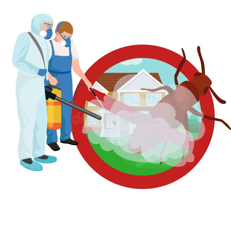 Pest Control Concept with Insects Exterminator Silhouette Flat Vector ...