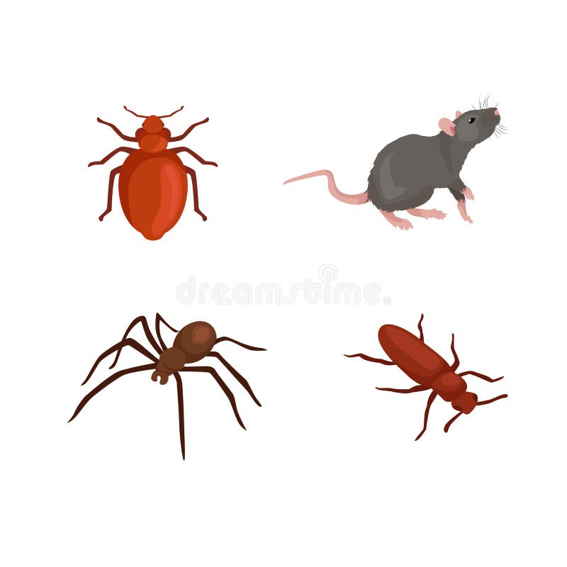 Pest Control Concept with Insects Exterminator Silhouette Flat Vector ...
