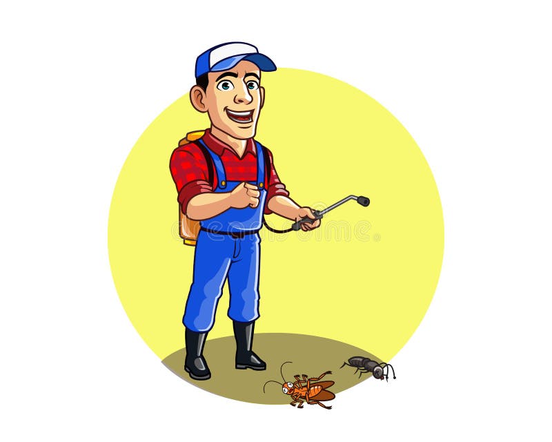 Pest Control Guy Sprays Cockroach and Ant Stock Vector - Illustration ...