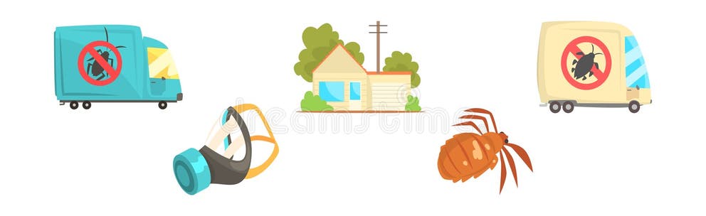 Pest Control and Insect Extermination Service Element Vector Set Stock ...