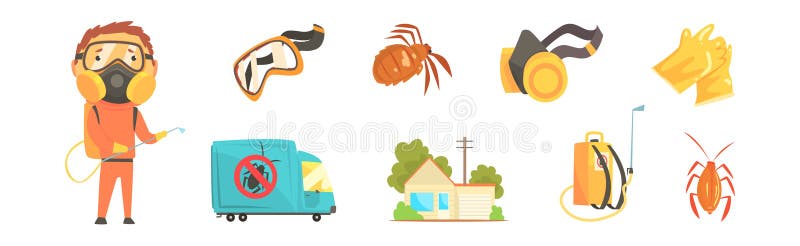 Pest Control and Insect Extermination Service Element Vector Set Stock ...