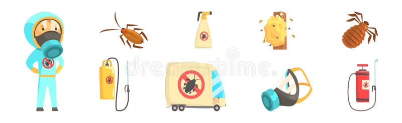 Pest Control and Insect Extermination Service Element Vector Set Stock ...