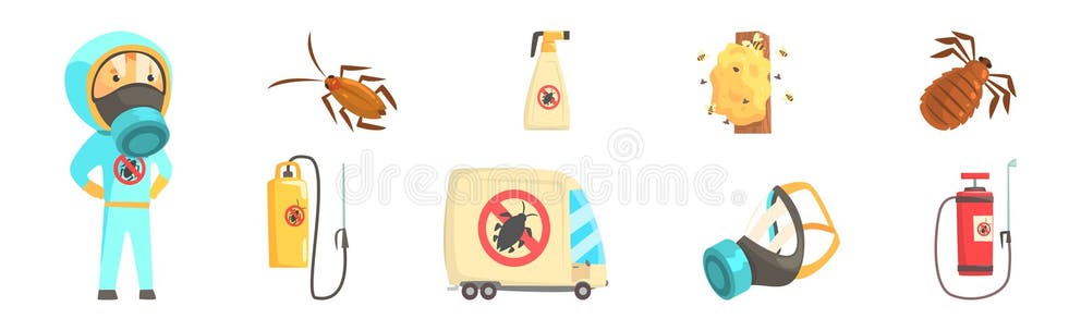 Pest Control and Insect Extermination Service Element Vector Set Stock ...