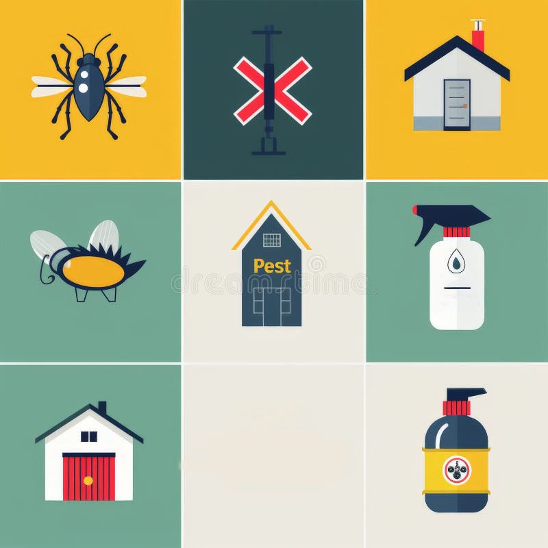 Pest Control and Prevention Icons Stock Photo - Image of graphic ...