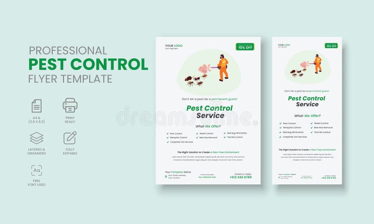 Pest Control Service Flyer Template, Professional Pest Control Services ...