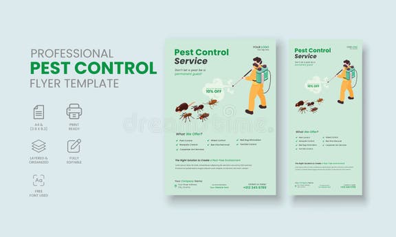 Pest Control Service Flyer Template, Professional Pest Control Services ...