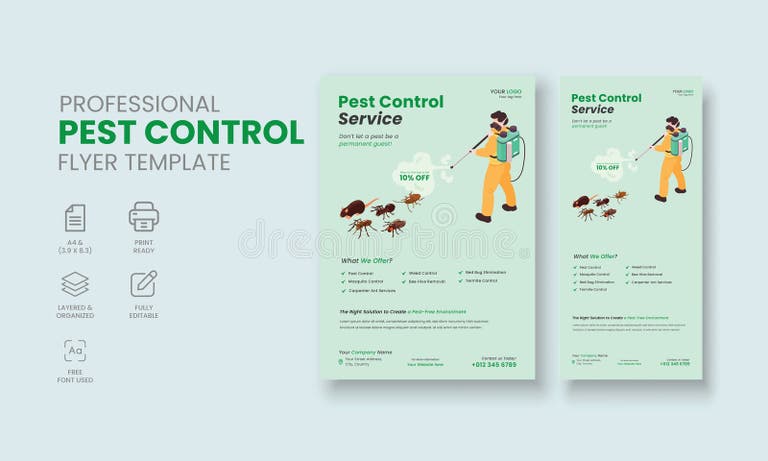Pest Control Service Flyer Template, Professional Pest Control Services ...