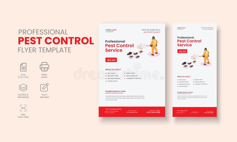 Pest Control Service Flyer Template, Professional Pest Control Services ...