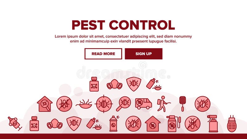 Pest Control Service Landing Header Vector Stock Vector - Illustration ...