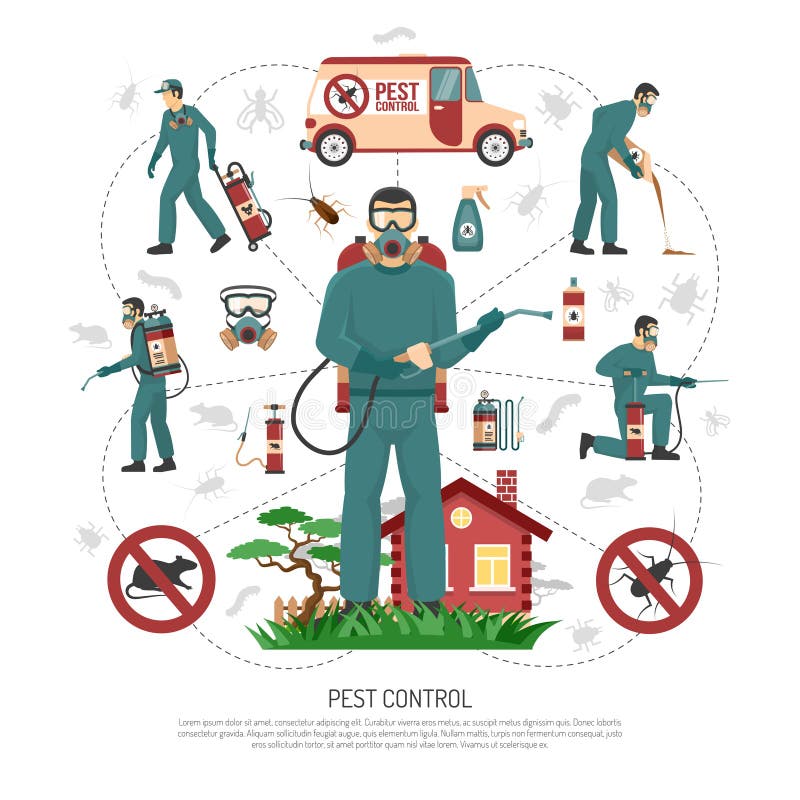 Pest Control Service Illustration Stock Vector - Illustration of ...