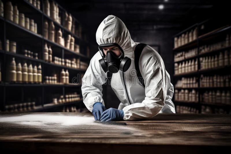Pest Control Technician in Protective Suit Effectively Spraying Potent ...