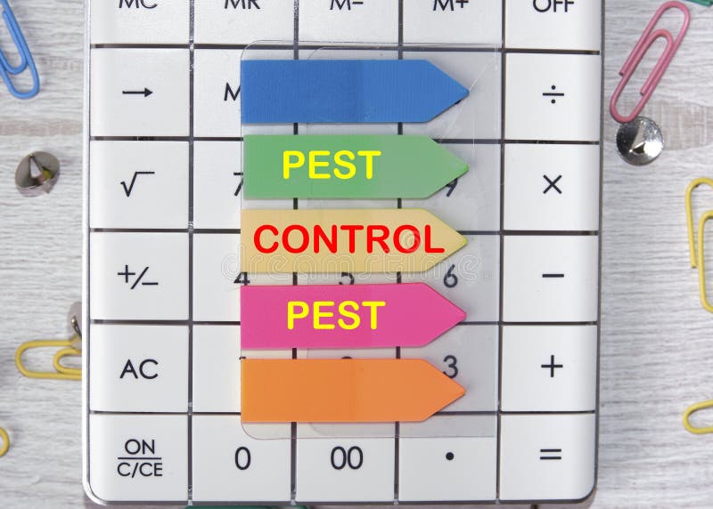 Pest Control Text is Written on the Stickers that are on the Calculator ...