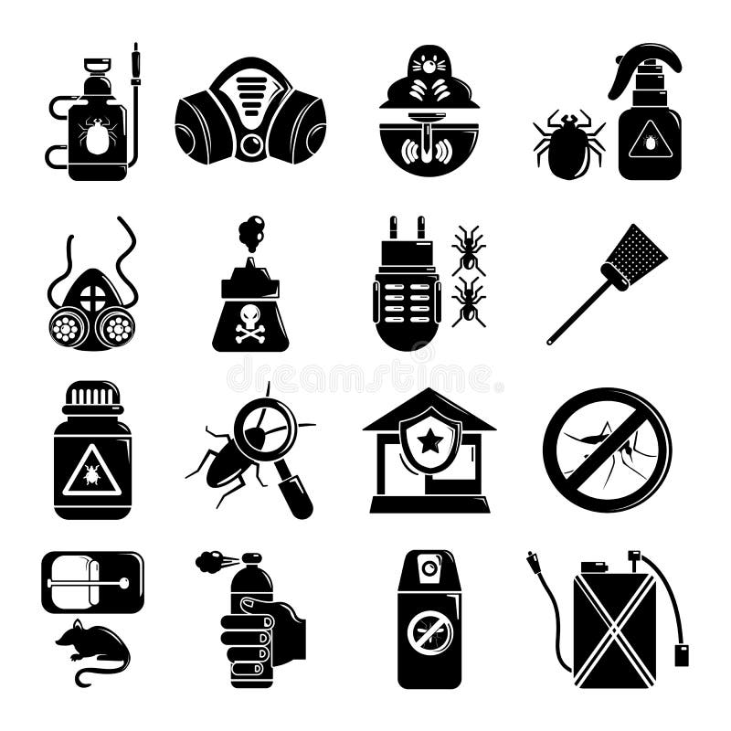 Pest Control Tools Icons Set, Simple Style Stock Vector - Illustration ...