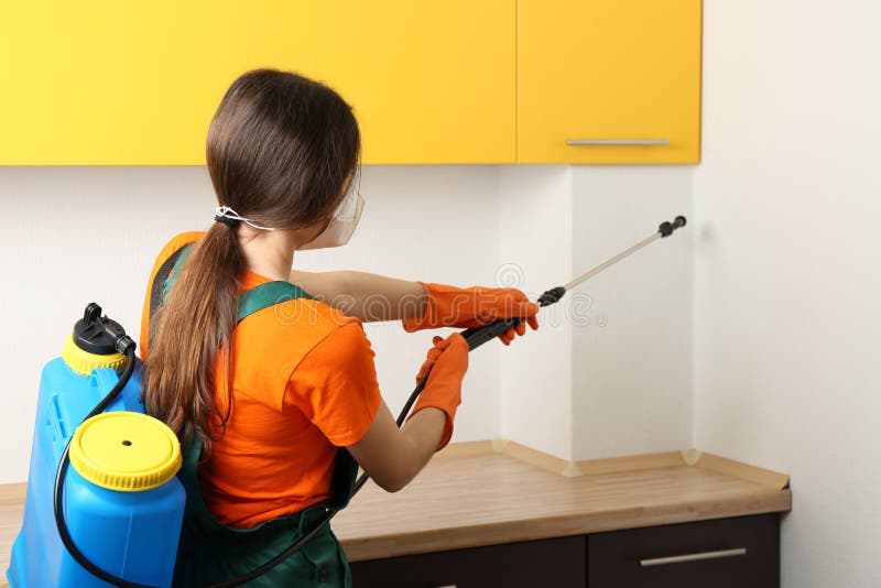 Pest Control Worker Spraying Pesticide Stock Photo - Image of pest ...