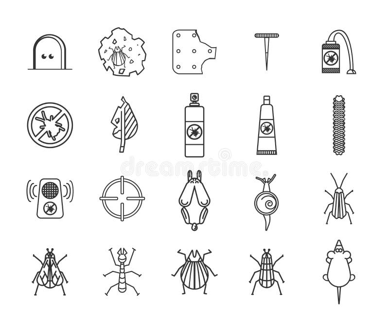 Pest and Insect Control Icons Set. Vector EPS 10 Illustration. Stock ...