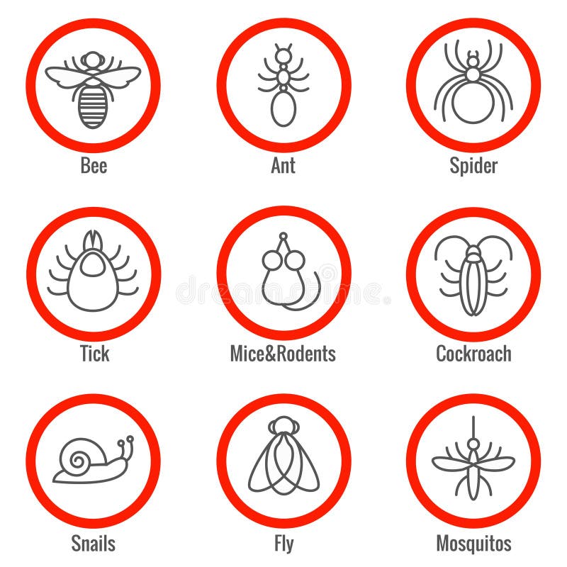 Pest and Insect Control, Vector Linear Icons Set Stock Vector ...