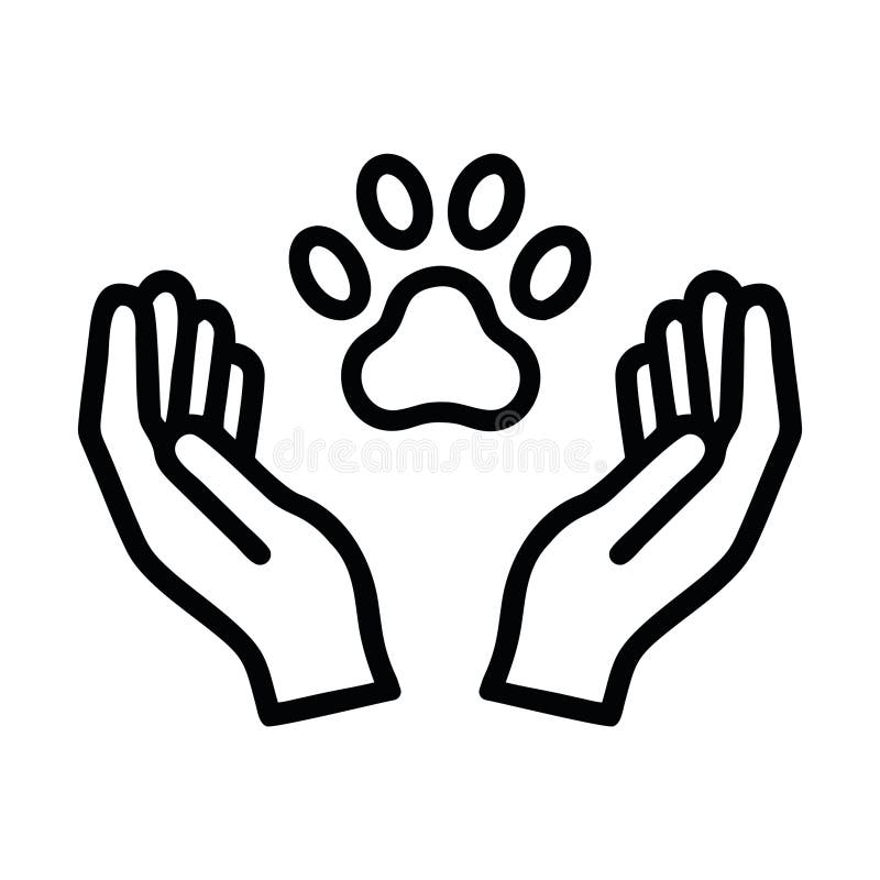Pet Adoption Hands and Paw Icon Stock Illustration - Illustration of ...