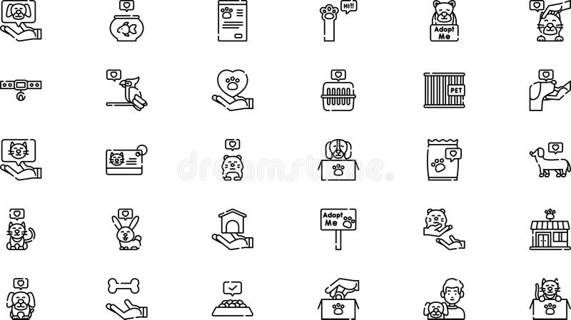 Pet Adoption Icons High-Quality Vector Icons Collection with Editable ...
