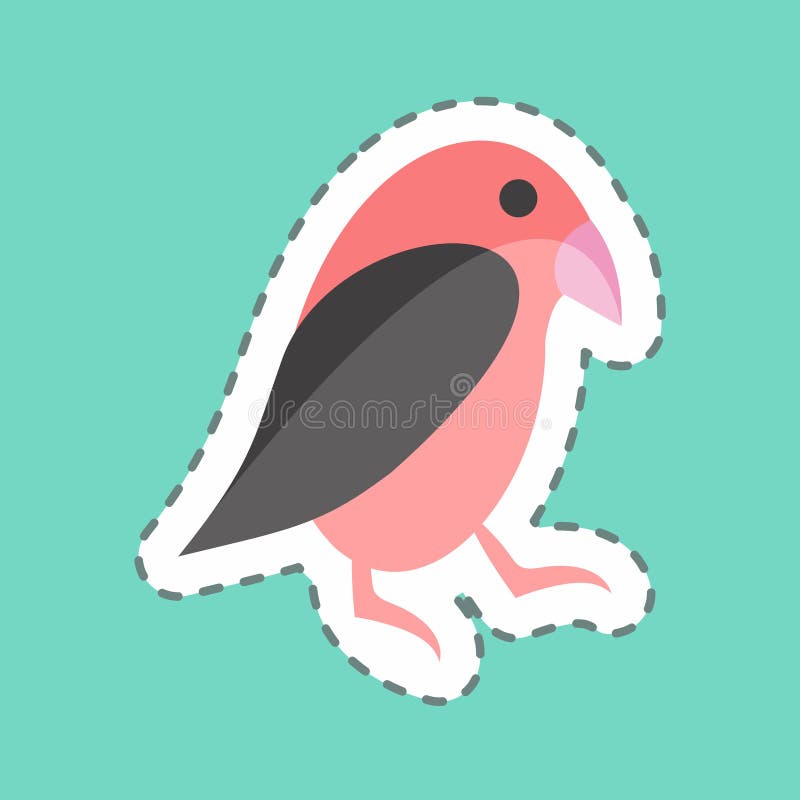 Pet Bird Sticker in Trendy Line Cut Isolated on Blue Background Stock ...