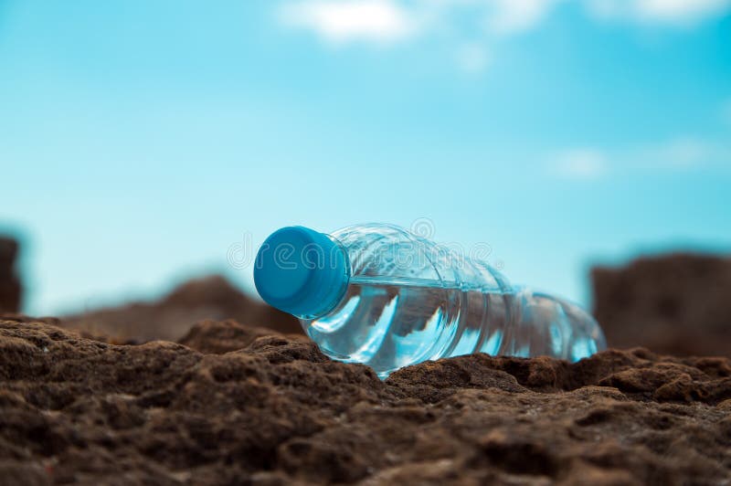 Pet Bottle with Water on the Sea Sand Stock Image - Image of outdoor ...