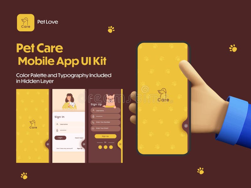 Pet Care App UI Kit Including Sign in, Sign Up Screens for Mobile ...