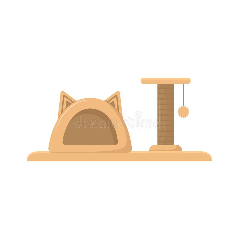 Pet Cat House Icon Cartoon Vector. Tower Post Stock Vector ...