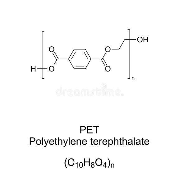PET, Polyethylene Terephthalate, Chemical Formula and Structure Stock ...