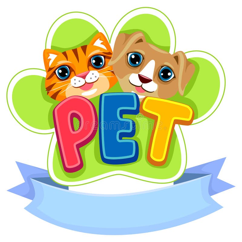 Pet Design Logo with Ribbon Stock Vector - Illustration of friendly ...