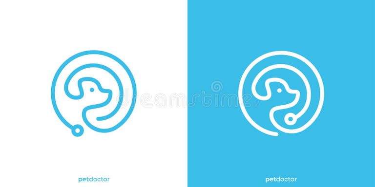 Pet Doctor Logo Design Template. Pet and Circular Stethoscope Icon ...