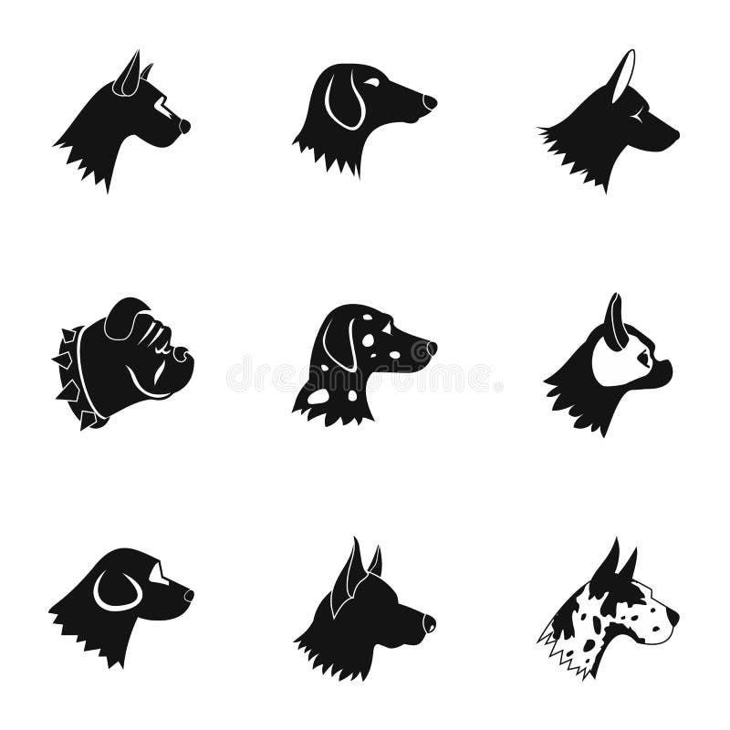 Pet Dog Icons Set, Simple Style Stock Vector - Illustration of pooch ...