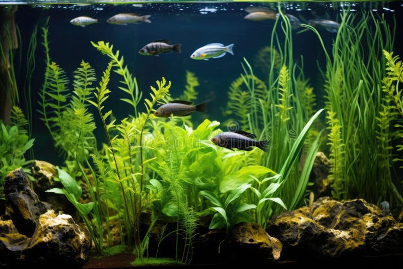 Pet Fish in an Aquarium with Variety of Aquatic Plants Stock Photo ...