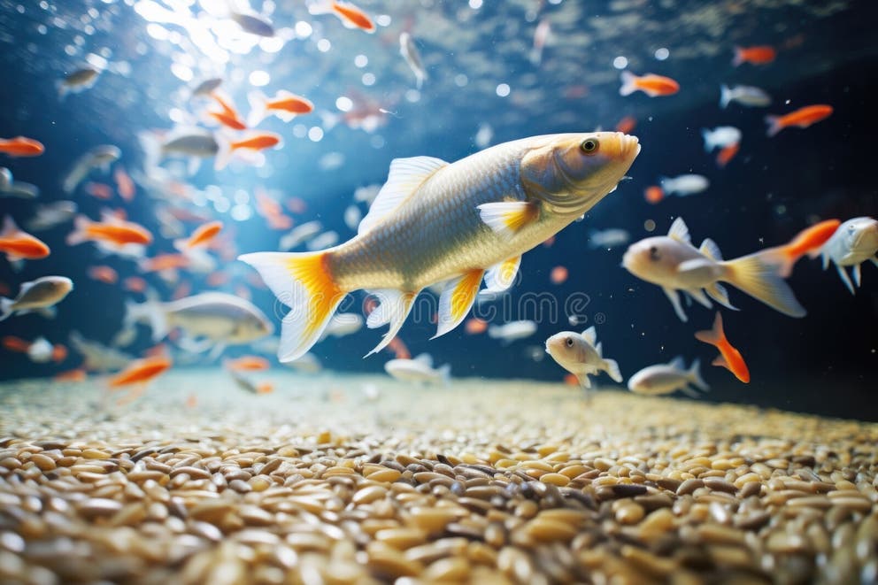 Pet Fish Overfed with Pellets in Its Tank Stock Image - Image of ...