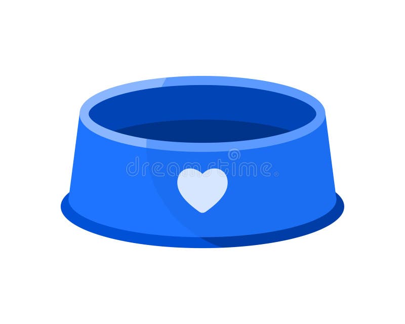 Pet Food Bowl, Empty Round Blue Plastic Container with Heart Sign Stock ...