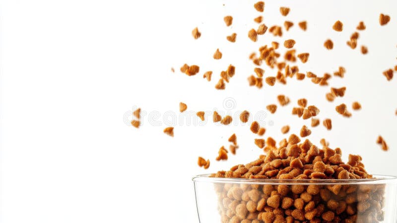 Pet Food Kibble Falling into Bowl Stock Illustration - Illustration of ...