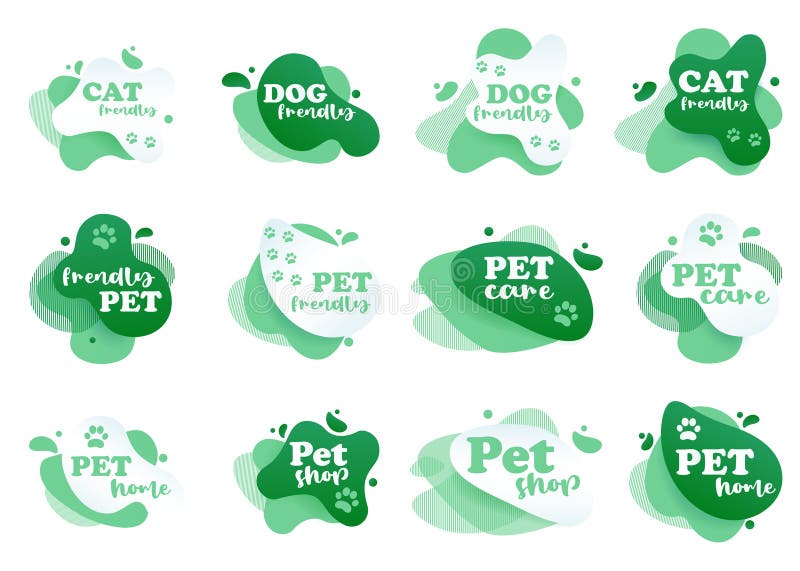 Pet Friendly Tag. Label and Stikers Emblem with Drops for Web and Print ...