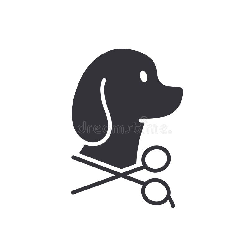 Pet Grooming Icon Vector Isolated Illustration.Dog with Scissors Symbol ...